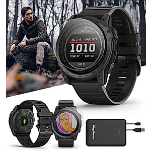Garmin tactix 7 Tactical GPS Watch Bundle - Ruggedly Built, Built-in LED Flashlight, Multi-GNSS - Includes PlayBetter HD Screen Protectors & Portable Charger