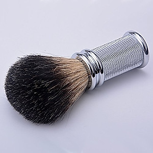 CSB Hand Made Pure Black Badger Hair Shave Brush with Chrome Metal Handle