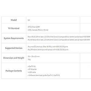 EyeTV GT-1U620160701 U6 Pocket-Sized HDTV Tuner Stick for Apple MacBook Series
