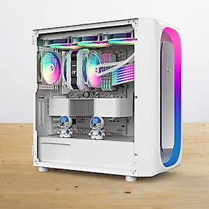 ALSEYE Ai-Pro White E-ATX Gaming PC Case with Pre-Installed Halo-Pro ARGB Fan, LED Strip in Front Panel, Tempered Glass Side Panel, Supports for up to 7 x 120mm Fans & 2 x 360mm Radiators