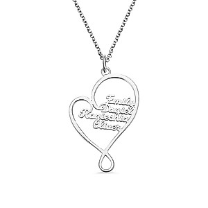 AILIN Hug Heart Name Necklace 925 Sterling Silver/Stainless Steel Custom 1-8 Name Pendant Mothers Days Jewelry Anniversary Birthday Gifts For Mom Grandma Wife