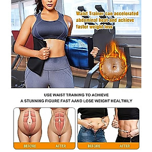 LEINIDINA Womens Waist Trainer Corset with Zipper Sweat Waist Trimmer for Women Workout Belt Corset Shapewear Black