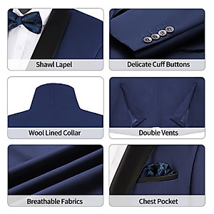 MAGE MALE Men's Tuxedo Jacket Slim Fit One Button Solid Shawl Lapel Blazer Jacket for Dinner,Prom,Party