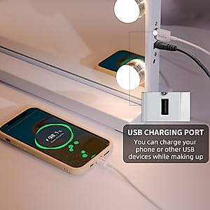 Hansong Hollywood Vanity Mirror with Lights, Bluetooth, 15 LED Bulbs, 3 Lighting Modes - White