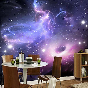 BEVEPE Purple Universe Stars Galaxy Wall Murals, 3D Wall Mural Wallpaper for Bedroom Walls, Wall Stickers Decals Good Breathability Apply to Bathroom Kitchen（78.7" W x 55.2" H）