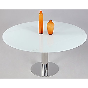 MILAN DT-CRM Talia White Glass Round Dining Table