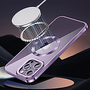 HYUEKOKO Compatible with iPhone 14 Pro Max Magnetic Gardient Glitter Case, Plating Bling Cute Case with MagSafe for Women Girls Full Camera Protector Back Cover for iPhone 14 Pro Max 6.7'' Pink