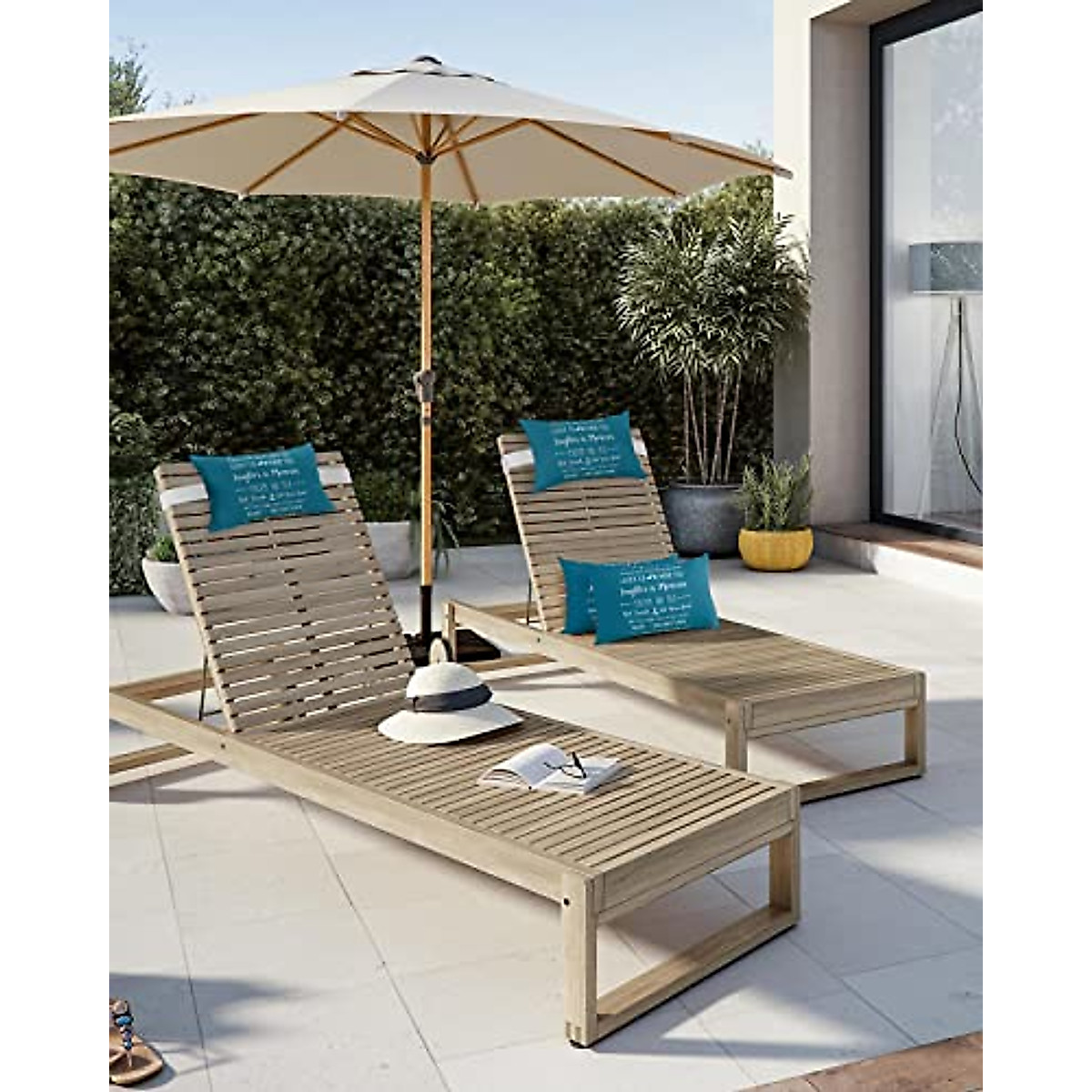 Recliner Head Pillow Ledge Loungers Chair Pillows with Insert Quotes Luck to Have You of Friendship and Love Blue Lumbar Pillow with Adjustable Strap Patio Garden Cushion for Sofa Bench Couch, 2 PCS