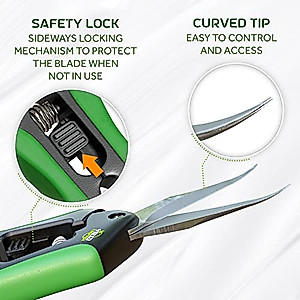 Hydroponic 2Pack Microtip Straight blade/Curved Blade Flower Leaf Trimmer Pruning Shears by Yieldcropper