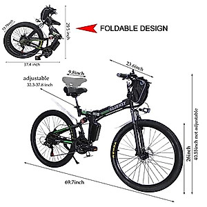 EUROBIKE Adult Electric Bicycles,Adult Folding Bikes, 550W high Speed brushless Motor, Removable 36V 12.5AH Lithium Battery, 26 inch Electric Bicycle (White)