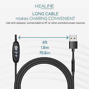 HEALINE Heated Neck Stretcher Cervical Traction Device with 6 Foot USB, Neck and Shoulder Relaxer for Pain Relief Pillow