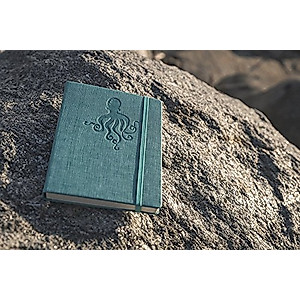 Red Co Journal with Embossed Octopus, 240 Pages, 5"x 7" Lined, Turqoise