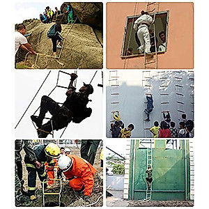 LQX Rope Ladder Emergency Escape Safety Ladder with Hooks Flame Resistant Soft Fast to Deploy, for Home Outdoor Climbing Office Buildings Playground/3M