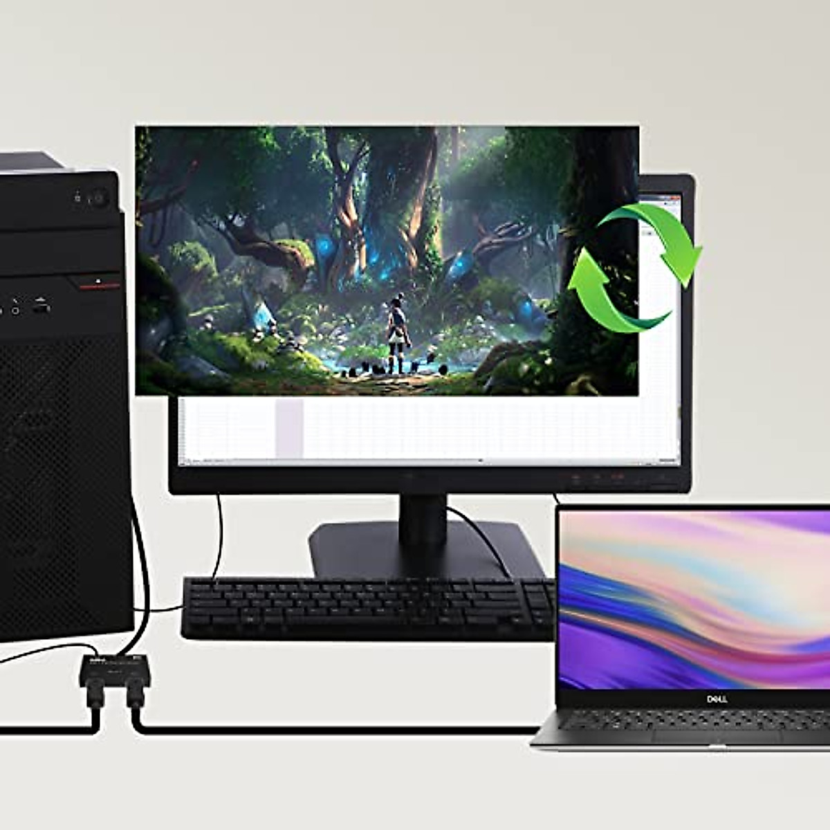 DisplayPort Splitter 8K DisplayPort Switch, BolAAzuL Bi-Directional Display Port Switcher Box 2 in 1 Out/DP 1.4 Splitter 1 in 2 Out for Dual Monitors - 8K@60Hz 4K@120Hz 2K@144Hz - for PC Computer