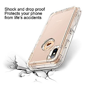 MXX iPhone Xs Case, Heavy Duty Defender Cover - Full Armor Body - Shockproof Protection Bumper - Built-in, 3 in1 Layers Hybrid TPU Rugged Rubber with Hard PC Panel Compatible with iPhone X - (Clear)