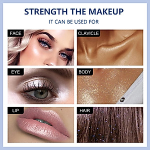 NewBang Highlighter Powder Stick Makeup,Body Shimmer Patting Powder Glitter High Gloss Sparkle Loose Powder Brighten Face Body Lips Eyes Glow Cosmetic-White Moonbeam