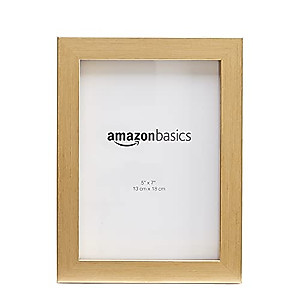 Amazon Basics Rectangular Photo Picture Frame, 5" x 7", Pack of 5, Gold, 6.2 x 8.2 inches