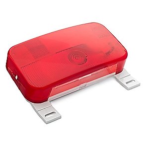Lumitronics Red Surface Mount Light - License Bracket and License Light - Stop/Turn/Tail for RV, Trailer, Camper, 5th Wheel, Motorhome (White)