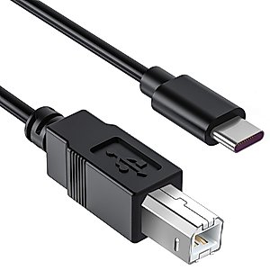 USB C to USB B Midi Cable 1M, Ancable Type C to USB Midi Interface Cord for Samsung, Huawei Laptop, MacBook to Connect with Midi Controller, Midi Keyboard, Audio Interface Recording and More - Black