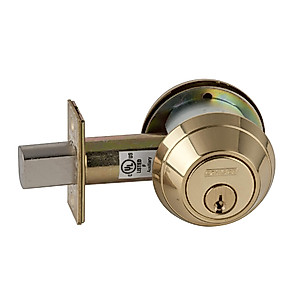 Schlage Lock Company B660605 Grade 1 Single Cylinder Deadbolt with 12297 Latch and 10094 Strike, Satin Brass Finish