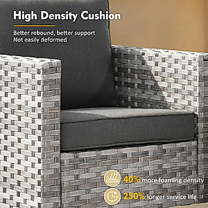 XIZZI Patio Furniture Sets Outdoor Sectional Sofa with Swivel Rocking Chairs,9 PCS All Weather PE Wicker Outside Conversation Couch with Coffee and Side Table for Backyard Deck Garden,Black