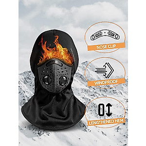 ROCKBROS Ski Mask Balaclava Winter Mask for Men Baclava Cold Weather Thermal Black