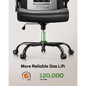 Marsail Executive Office Chair with Flip-up Armrests,PU Leather Ergonomic Desk Chair Height-Adjustable Swivel Rolling Computer Desk Chair,Black