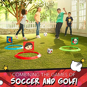 Franklin Sports Ryan's World Kids Soccer Golf Set with 1 Soccer Ball & 3 Targets with Flags - 20" Targets