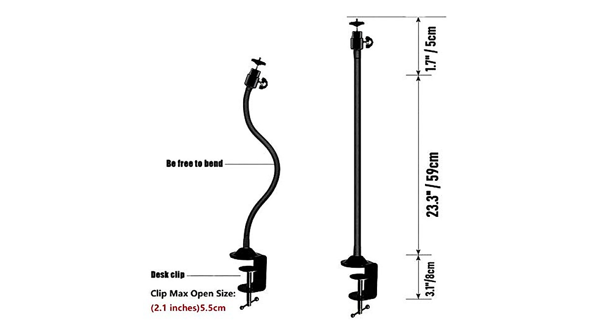 AceTaken Webcam Mount - Flexible Gooseneck Arm Clamp Stand Tripod for ...