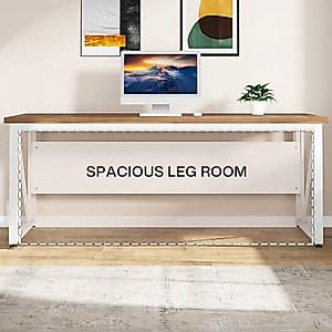 LITTLE TREE 63-Inch Office Desk, Large Computer Desk with Wheeled File Drawer Cabinet, Wood L-Shaped Executive Desk, Study Writing Desk Workstation for Home Office