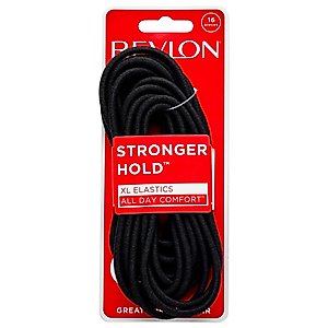 Revlon Extra Long Black Hair Elastics, 16 Count