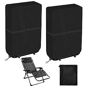 2 Pack Zero Gravity Chair Cover, COITEK 27.98" W x43.3" H Waterproof Dustproof Outdoor Folding Lawn Lounge Chair Cover with Storage Bag(110x71 cm, Black )