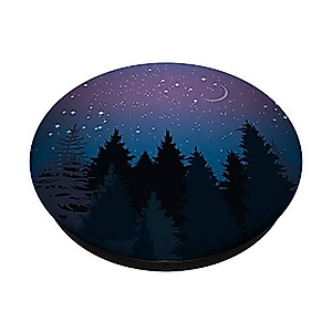 Blue Purple Galaxy moon and Stars forest for Girl Boys Black PopSockets Swappable PopGrip