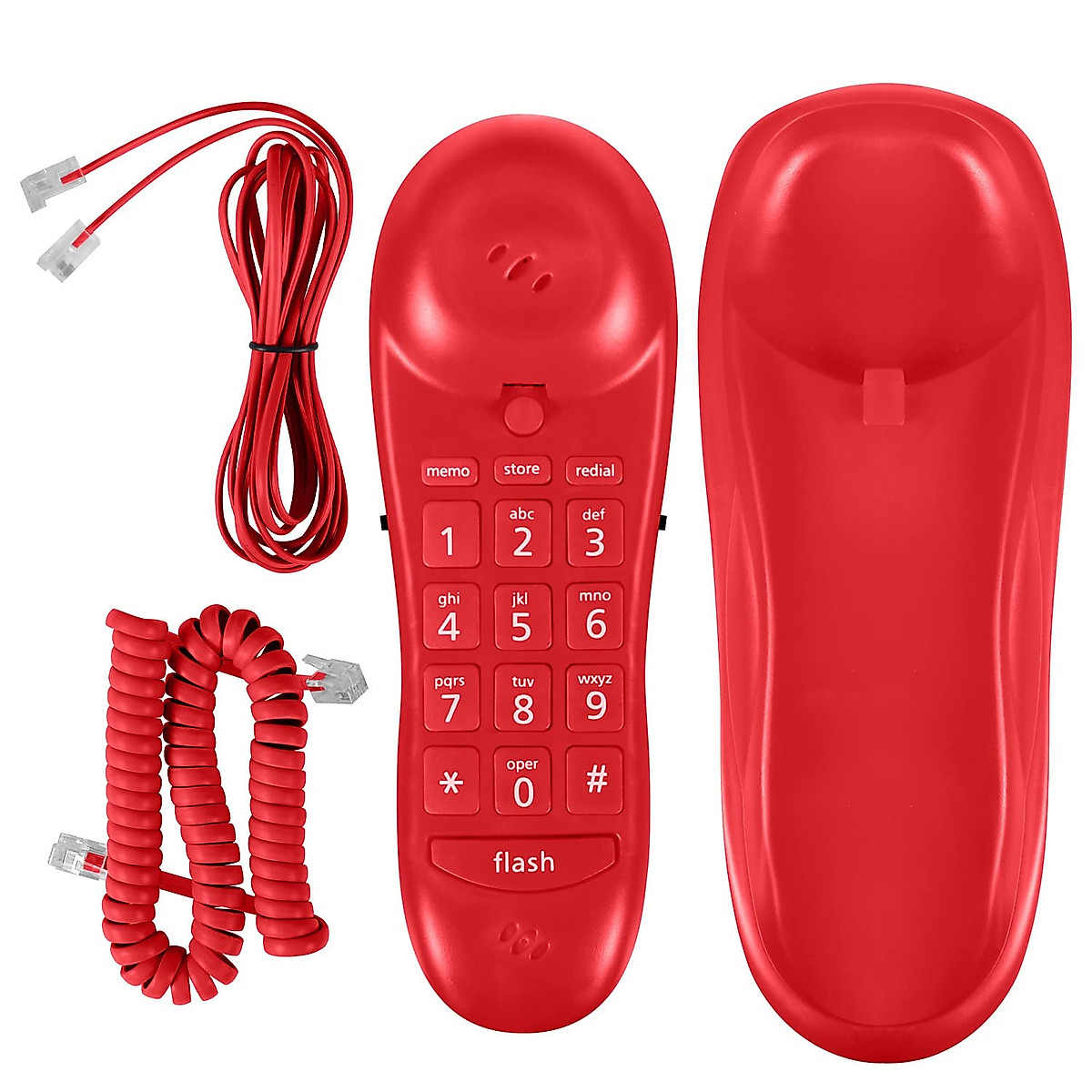 Slimline Red Colored Phone for Wall Or Desk with Memory