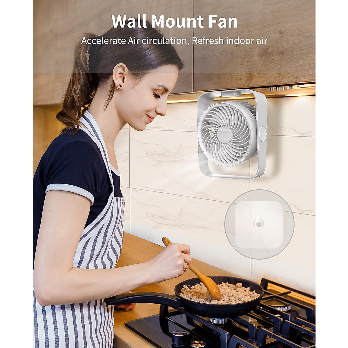 KONSIDEN Small Fan, 8 Inch USB Desk Fan, Quiet Office Fan, 4 Speed Winds, 360° Head Tilt, Detached Cover, Small Table Fan, Easy to Clean, Ideal for Bedroom, Office, Kitchen, Camping