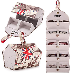 SMARTTOP Sunglasses Organizer,5 Slot Eyeglasses Storage Organizer-Roll Up Sunglasses Display Travel Case (USA flag)