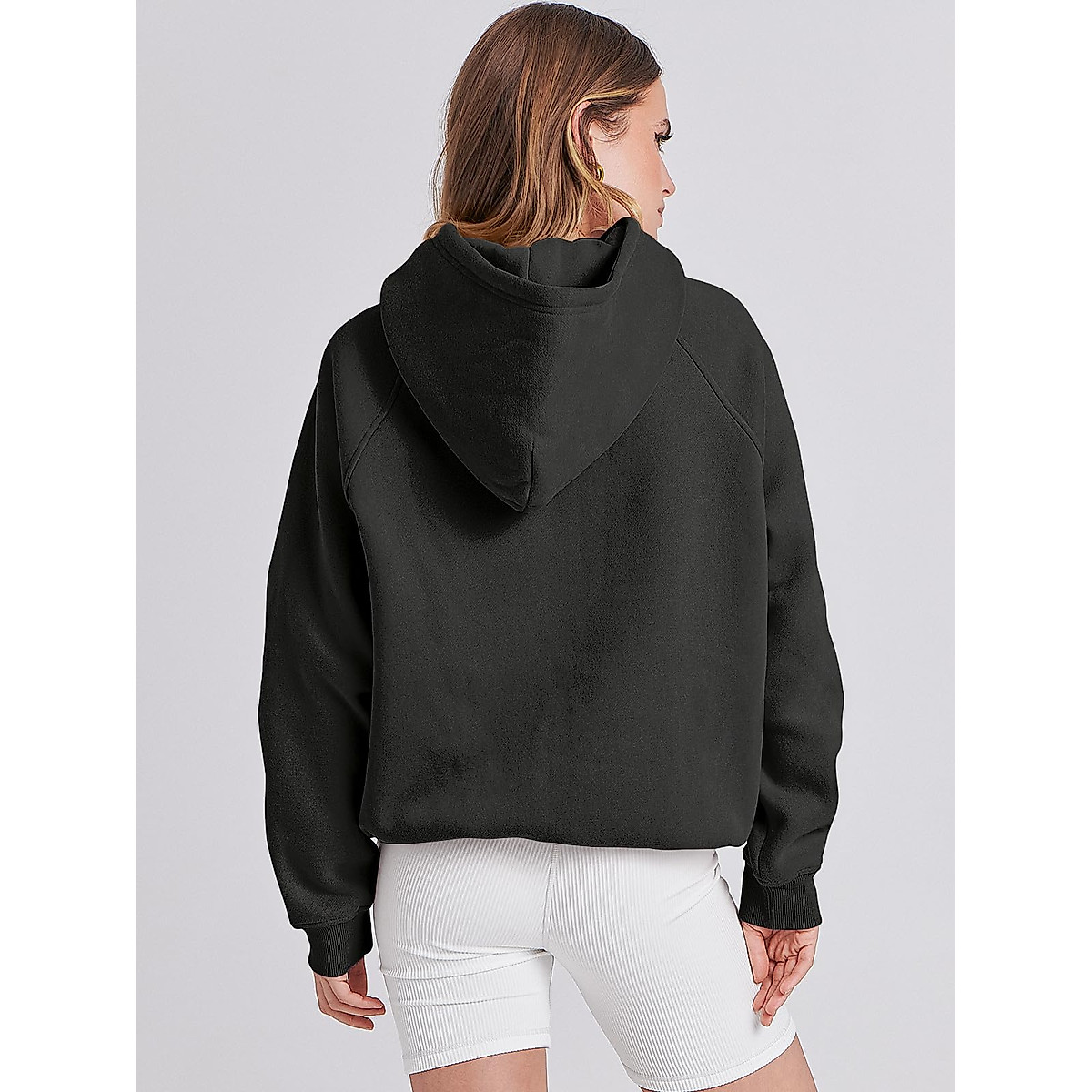 ANRABESS Women Hoodies Oversized Fleece Long Sleeve Comfy Casual Basic Pullover Sweatshirts 2025 Fall Outfits Sweater Black Medium