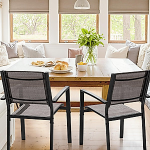 Flamaker Patio Chairs Textilene Outdoor Chairs Set of 6 Stackable Dining Chair for Backyard, Deck (Grey)