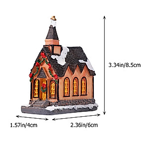 NUOBESTY Christmas Village Houses Set, 2PCS Luminous Christmas Scene Village Resin Christmas House Light up Christmas Decoration Tabletop Ornaments