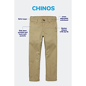 The Children's Place Baby Boys' and Toddler Stretch Skinny Chino Pants, New Navy 2-Pack, 5T