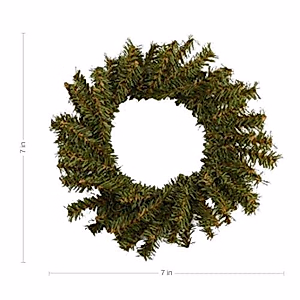 Pack of 2 Artificial Holiday Pine Wreaths (7 Inch) by Factory Direct Craft - Small Christmas Pine Wreaths Holiday Decoration for Kitchen Cabinets, Dining Room Chairs and Holiday Tables