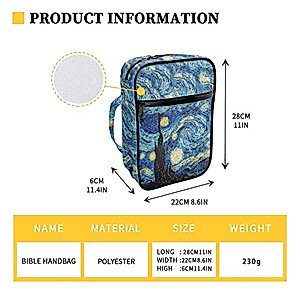 YEXIATODO Van Gogh Starry Night Bible Covers for Women Kids Students Bible Crossbody Shoulder Backpack with Handle Zippered Pockets Bible Case with Removable Pen Slots Phone Notebook