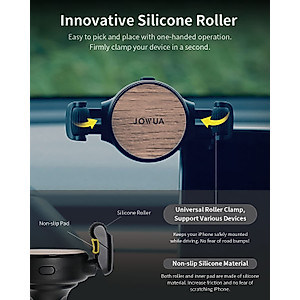 Jowua 6D Tesla Compatible Invisible Foldaway Car Mount (Universal Roller Mount) Compatible for Tesla Tesla Model 3/ Y, Model S/X Plaid (6D Suction Cup)