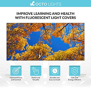 Octo Lights Fluorescent Light Covers for Ceiling Lights Classroom 2x4 (22.38in X 46.5in) Improve Focus, Eliminate Headaches, Provide Florescent Light Relief - Tree 010