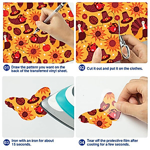 Fall Thanksgiving Halloween Christmas Heat Transfer Vinyl Rainbow Stripe Pattern Vinyl Vinyl Bundling Roll Soft Metal HTV Vinyl for Ironing Clothes and Other Fabrics Pattern Vinyl (A1-I, One Size)