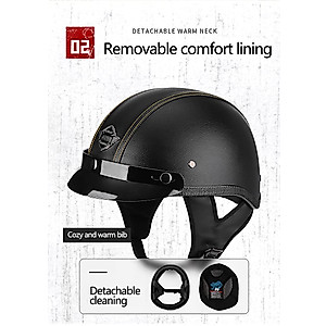 Motorcycle Half Helmet for Men Women, DOT Approved Retro Open Face Cruiser Ultralight Skull Cap Helmets, Chopper Scooter Cycling Street Bike City Riding Helmet with Visor Quick Release Buckle -C-L