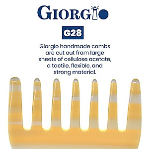 Giorgio G28 Wide Tooth Comb Detangling Comb, Pocket Comb and Travel Comb Wide Tooth Combs for Women for Thick Hair, Hair Detangler Comb For Wet and Dry Everyday Care. Handmade, Saw-Cut, and Polished