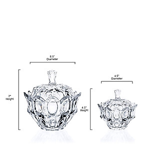 Diamond Star Glass Candy Dish With Lid, Crystal Clear Large Covered Candy Bowl Cookie Jar Candy Buffet Storage Container for Home and Kitchen Office (Large. H: 7", D: 6.5")