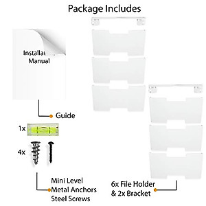 Wallniture Lisbon 13" Wall File Holder Organizer for Office Organization and Storage, 6-Tier Magazine Holder Metal White