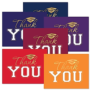 Current School Colors Graduation Thank You Note Card Set Red & Gold Foil - Set of 40, Envelopes Included, 4-1/4" x 5-1/2", Blank Inside, Value Pack